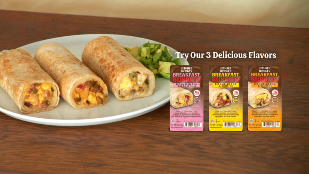 Three Bridges Breakfast Burritos